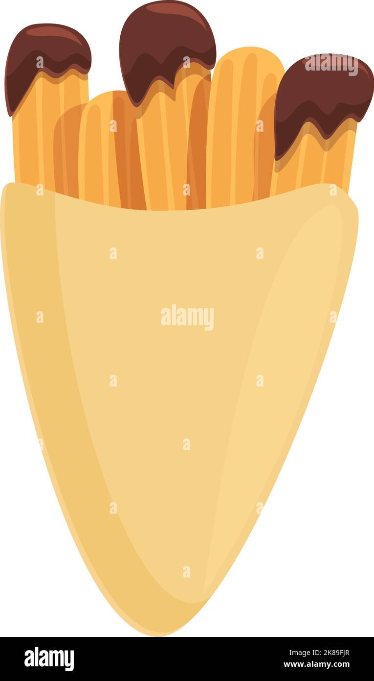 Spain churro icon cartoon vector. Chocolate pastry. Biscuit dessert ...