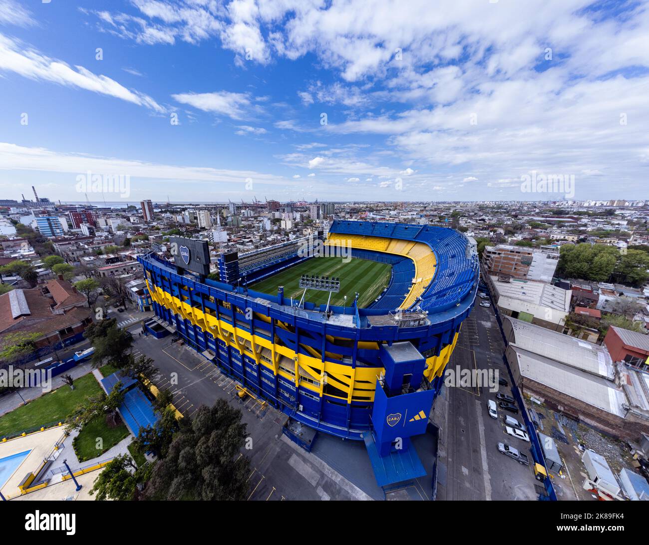 Drone shot of La Bombonera stadium, home of Club Atletico Boca Juniors ...