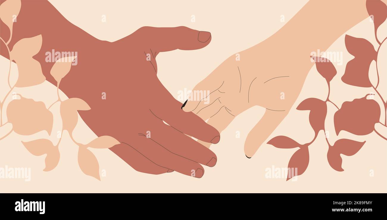 Male hand touching womans hand. Two hands together. Holding hands ...