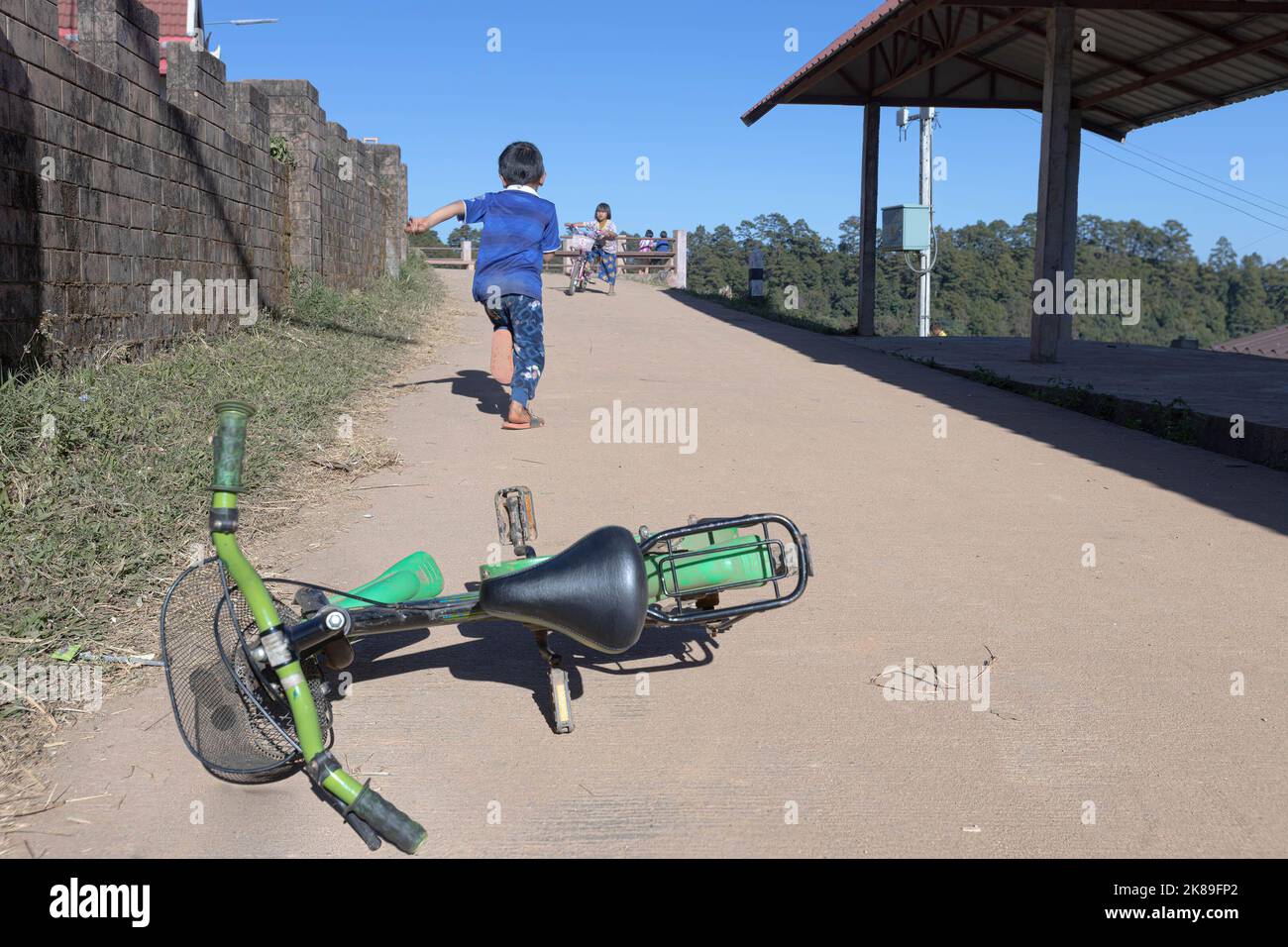 Children seen playing in a Lahu village in Chiang Mai. The Lahu and ...