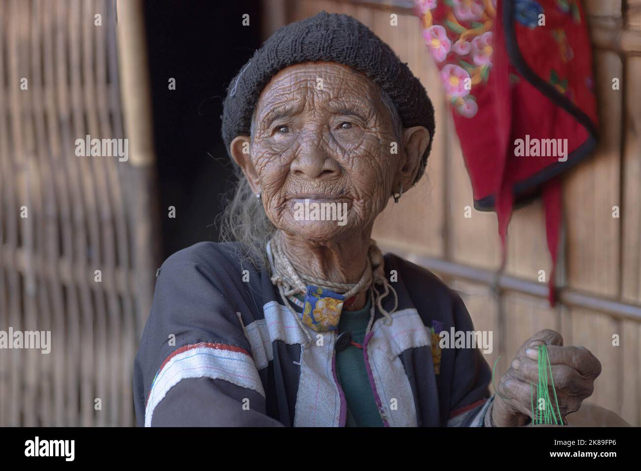Lahu woman seen weaving in Chiang Mai. The Lahu and Hmong communities ...