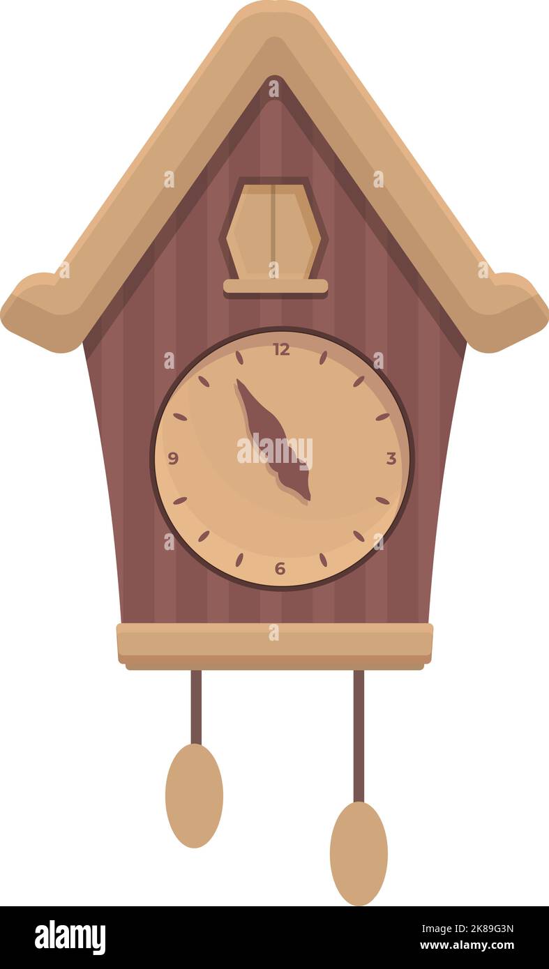 Wood Cuckoo Clock icon cartoon vector. Watch time. Bird clock Stock ...