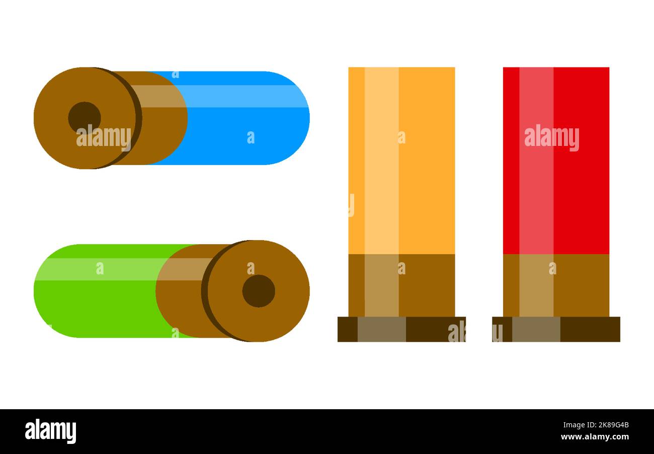 Bullet cartridge case loaded hollow gold flat set. Hunting gun ...