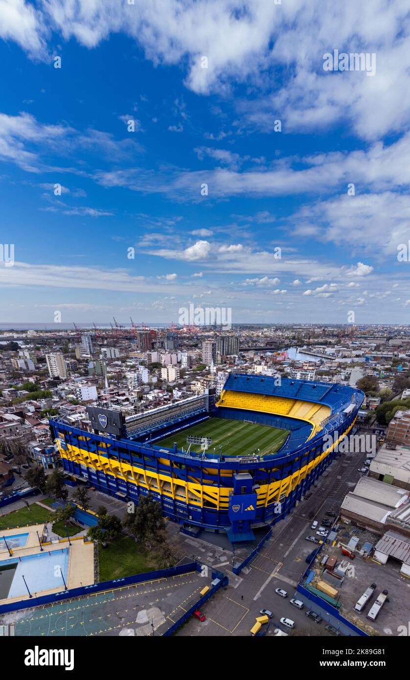 Drone shot of La Bombonera stadium, home of Club Atletico Boca Juniors ...
