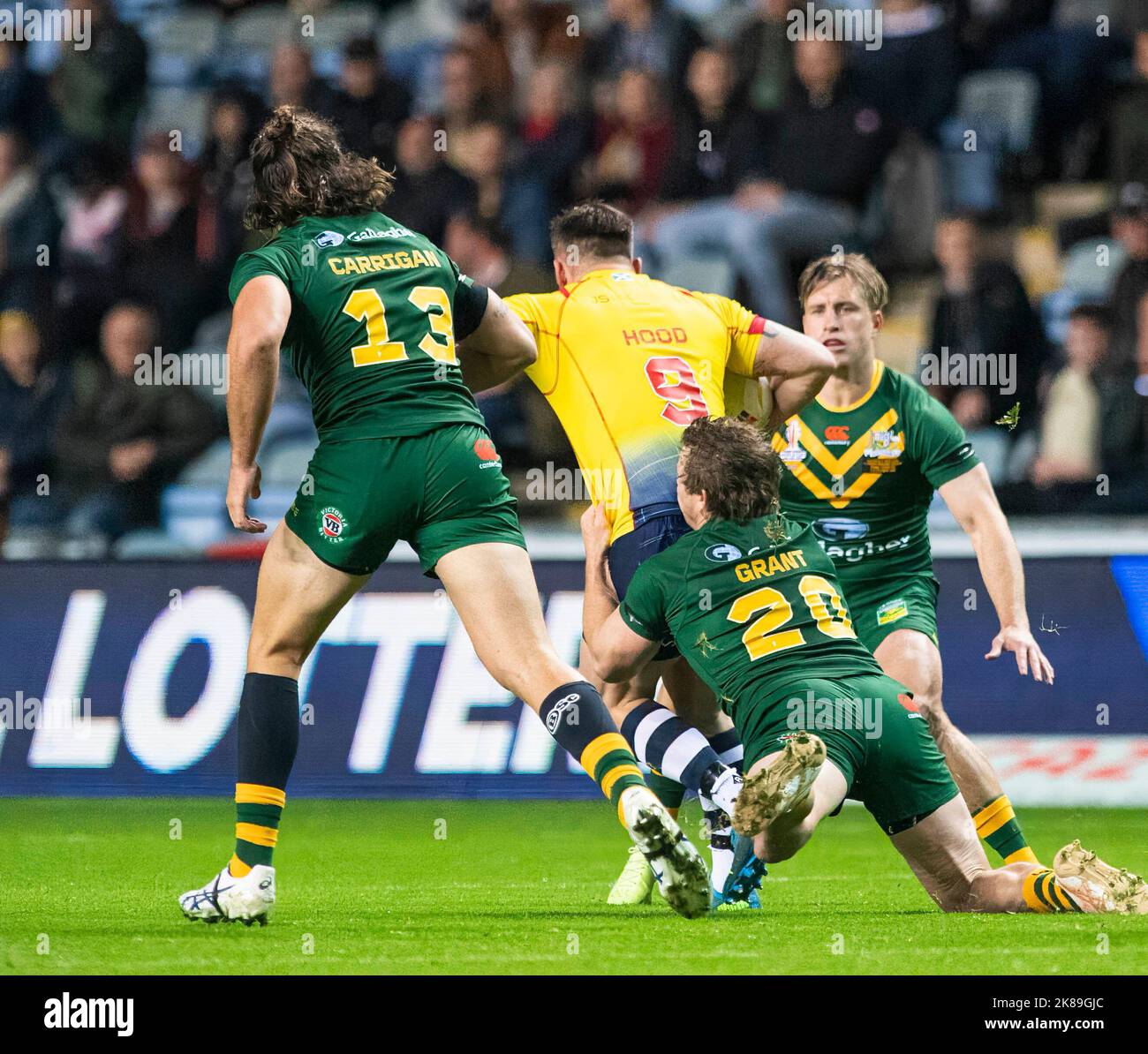 Coventry England 21st October: Liam Hood of Scotland is held by Harry ...