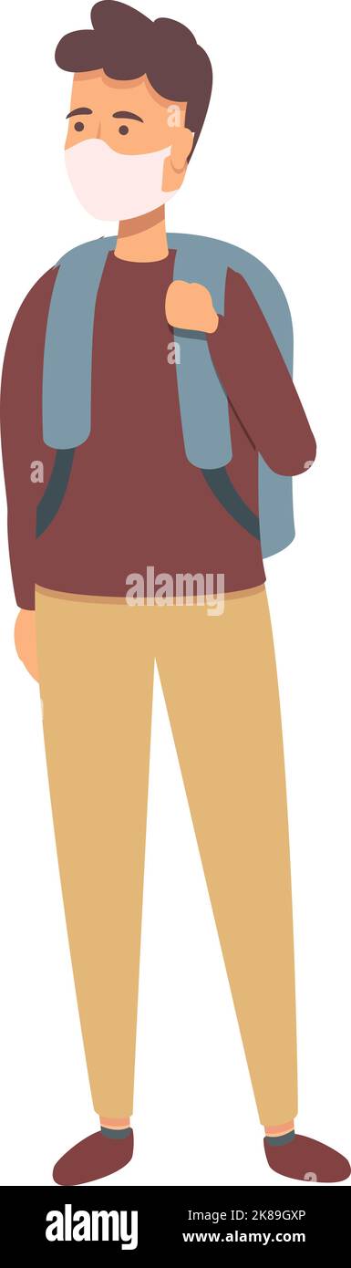 Class mask protection icon cartoon vector. Child school. Covid ...