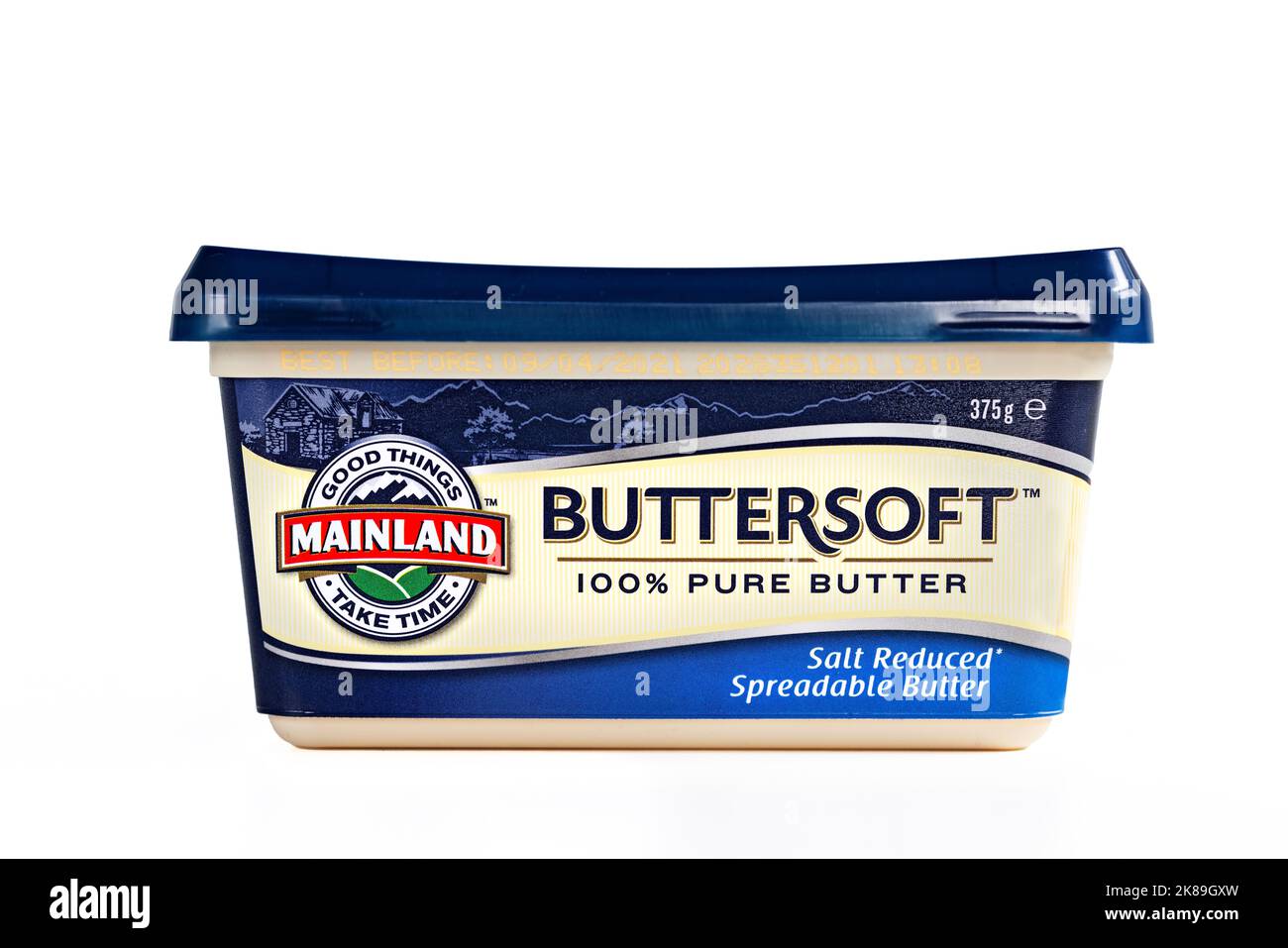 Food / A tub of Mainland Brand Buttersoft salt reduced butter, made in ...