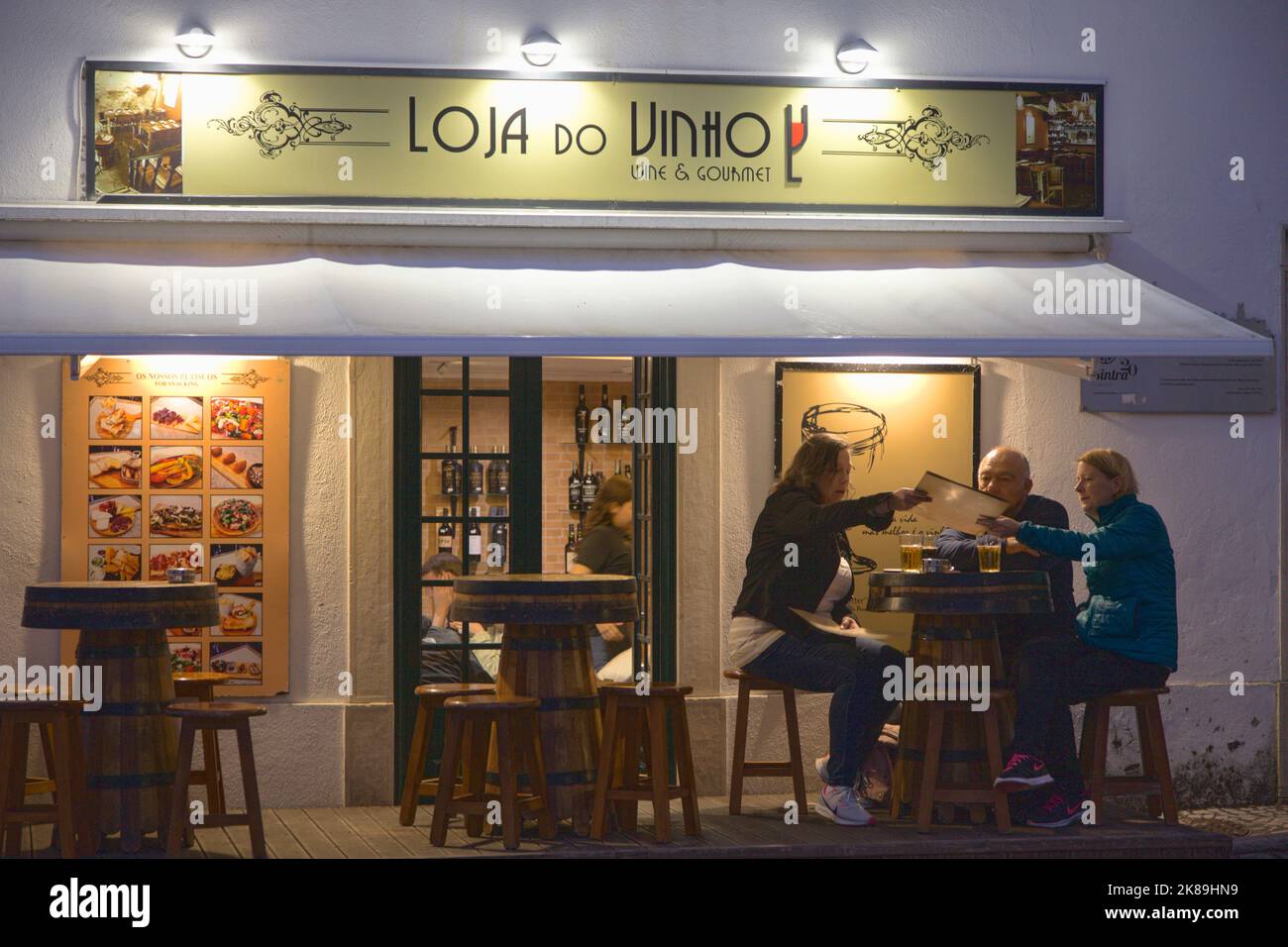 Portugal, Sintra, street scene, restaurant, evening Stock Photo - Alamy