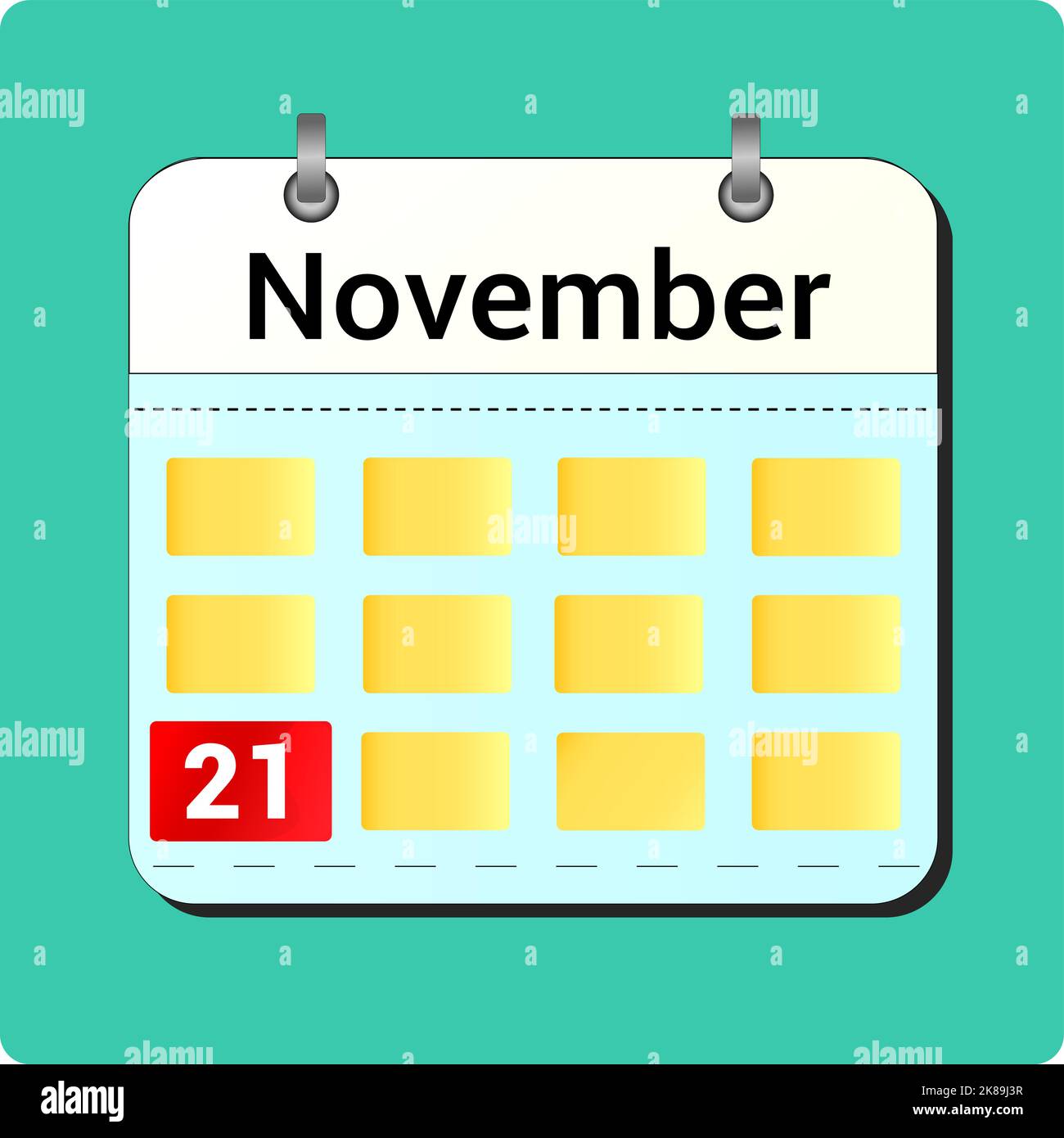 calendar vector drawing, date November 16 on the page Stock Vector ...