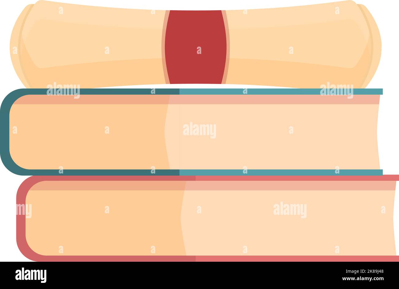 Book stack diploma icon cartoon vector. Award certificate. Gift border ...