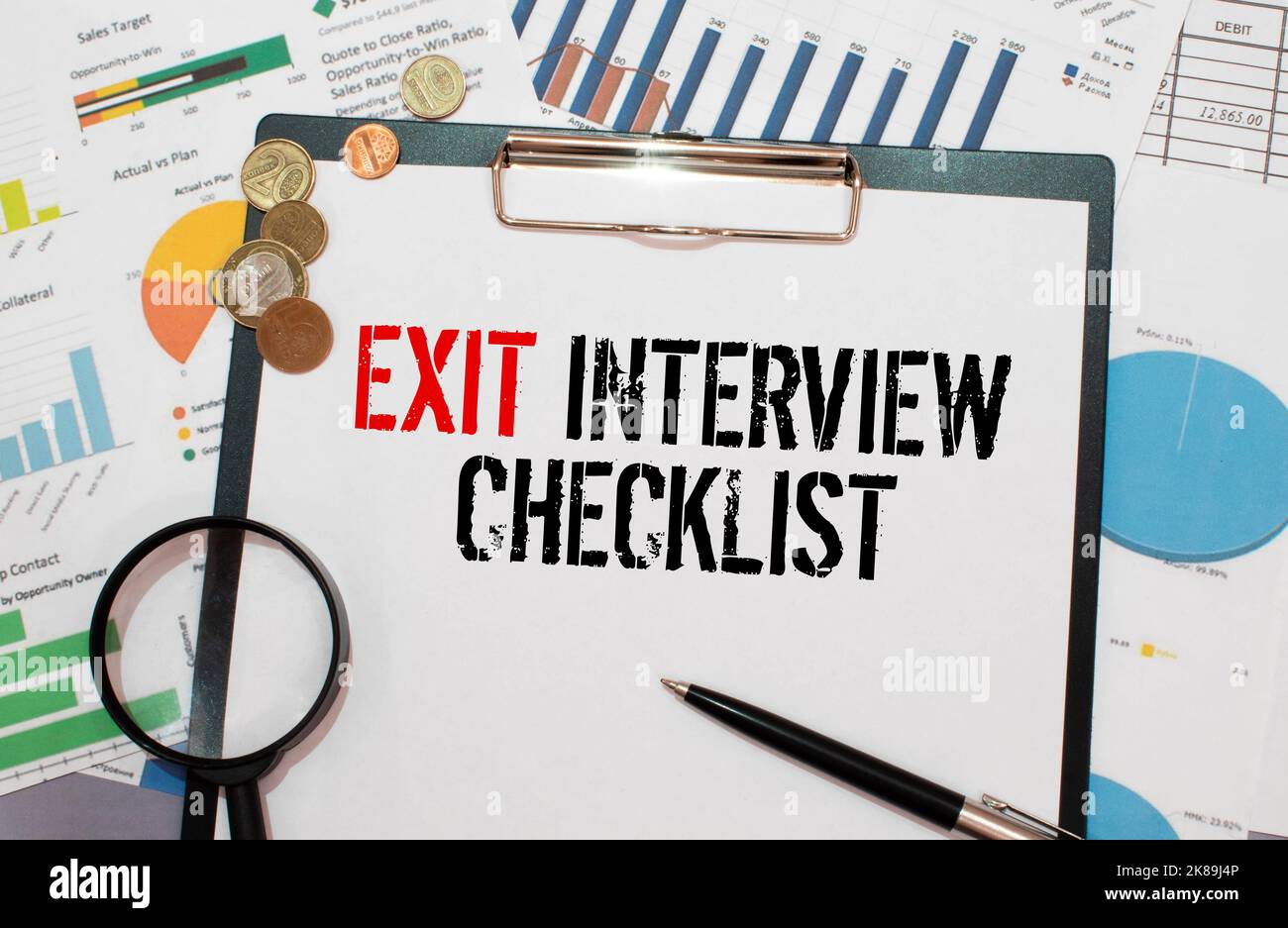 interview tips text message on white paper and office supplies, pen ...