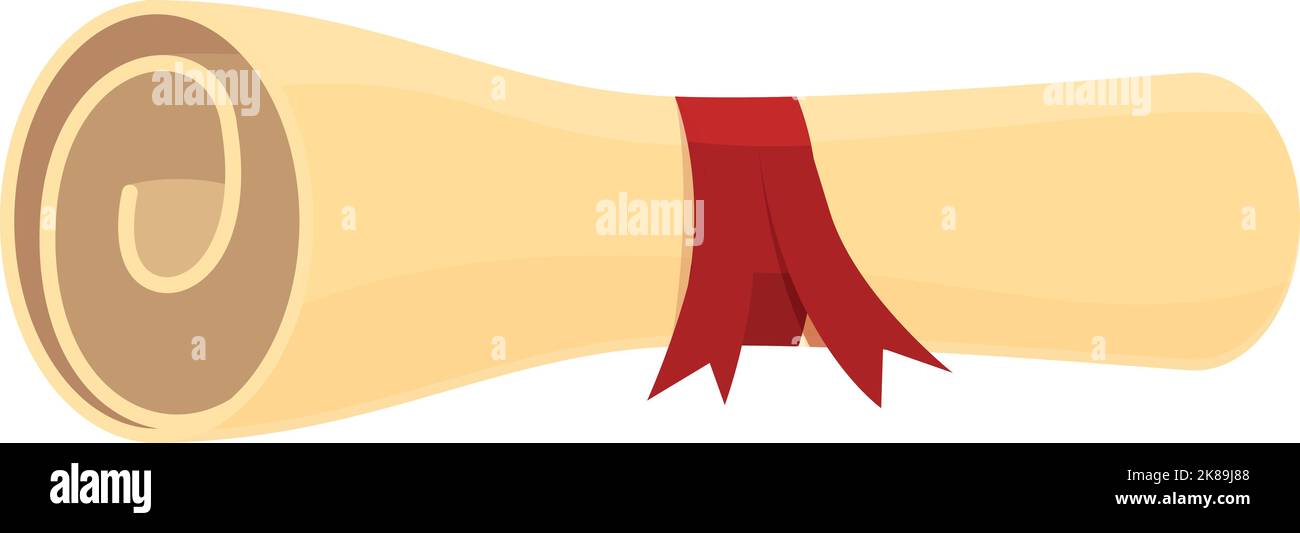 Roll paper diploma icon cartoon vector. Award certificate. Document ...