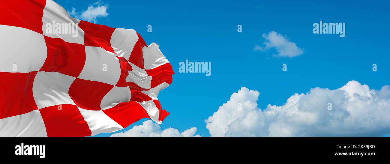 flag of Bantu peoples Bemba people at cloudy sky background, panoramic ...