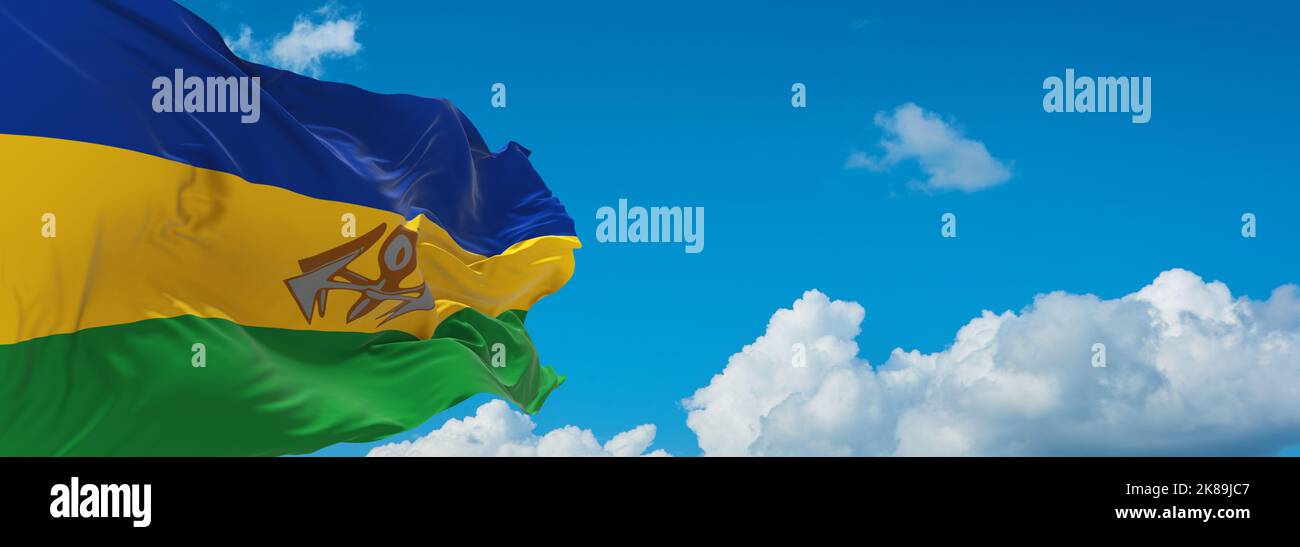 flag of Bantu peoples Ndebele people at cloudy sky background ...