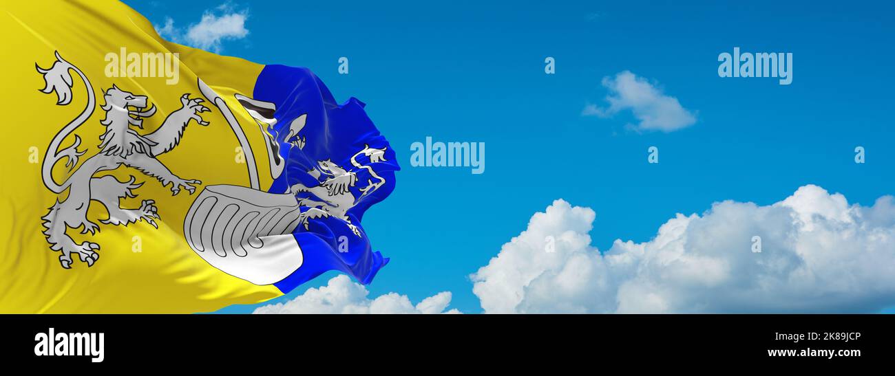 flag of Bantu peoples Toro people at cloudy sky background, panoramic ...