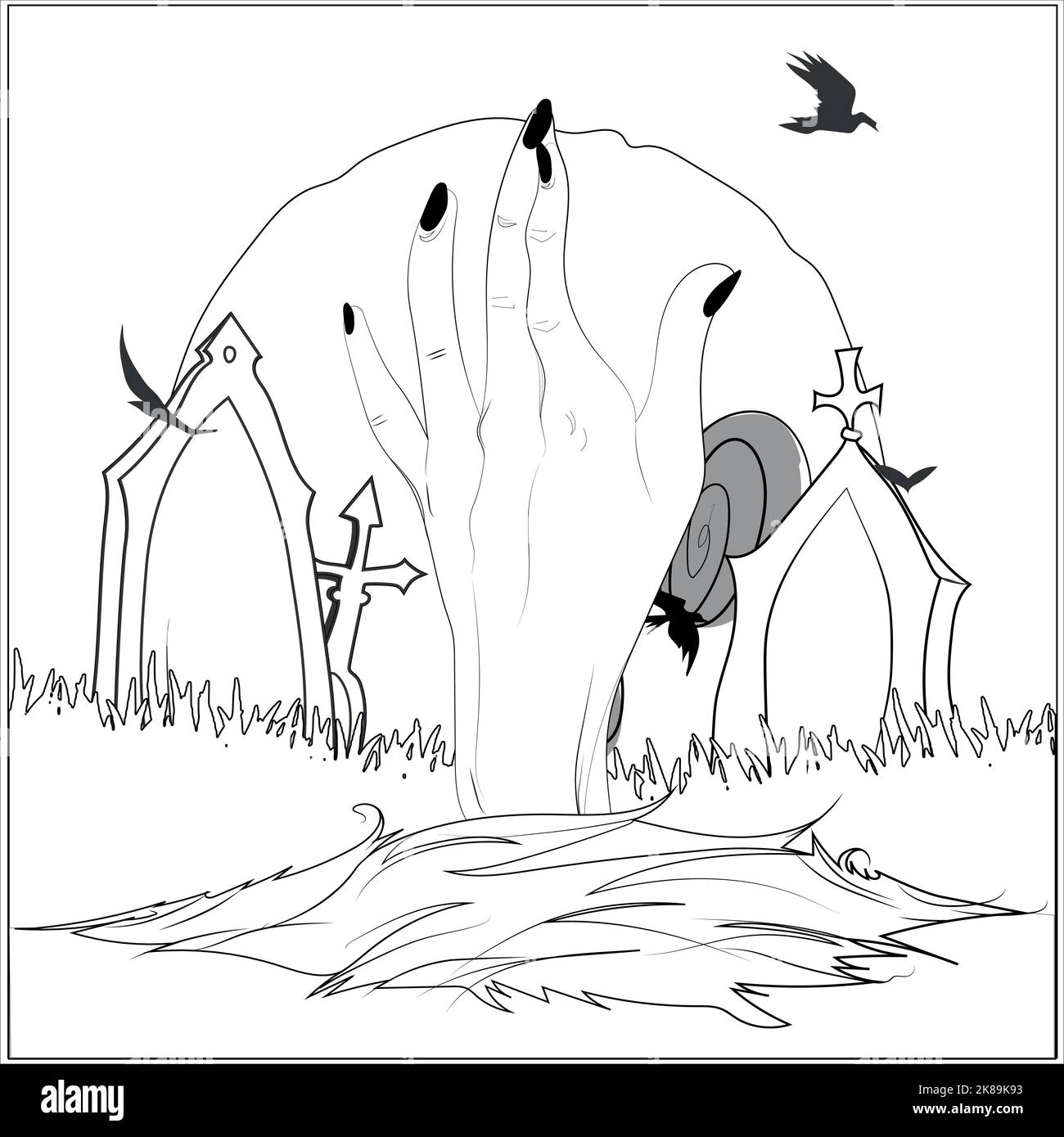 Trick or Treat coloring page. Halloween coloring page for kids. Cartoon ...