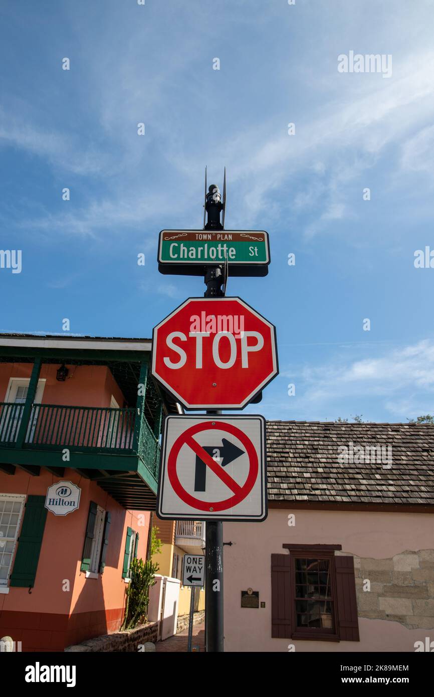 St. Augustine, Florida, USA - October 11th, 2022. Charlotte street ...