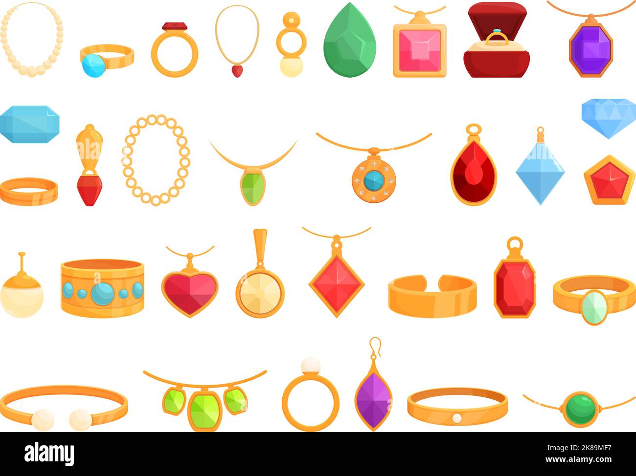 Jewelry store icons set cartoon vector. Fashion retail. Buy beauty ...