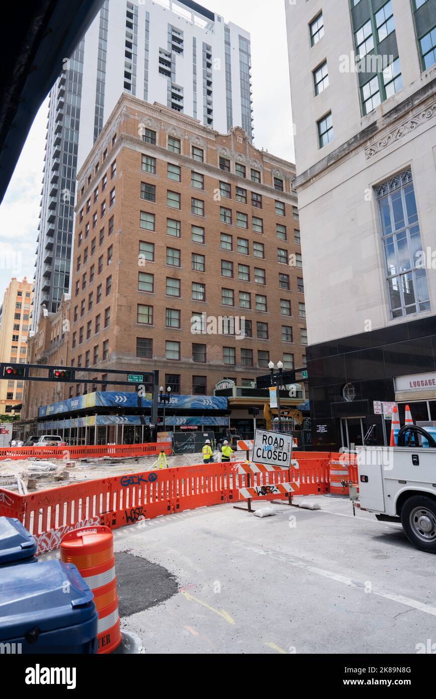 Downtown Miami Road Work at East Flagler Street Stock Photo - Alamy