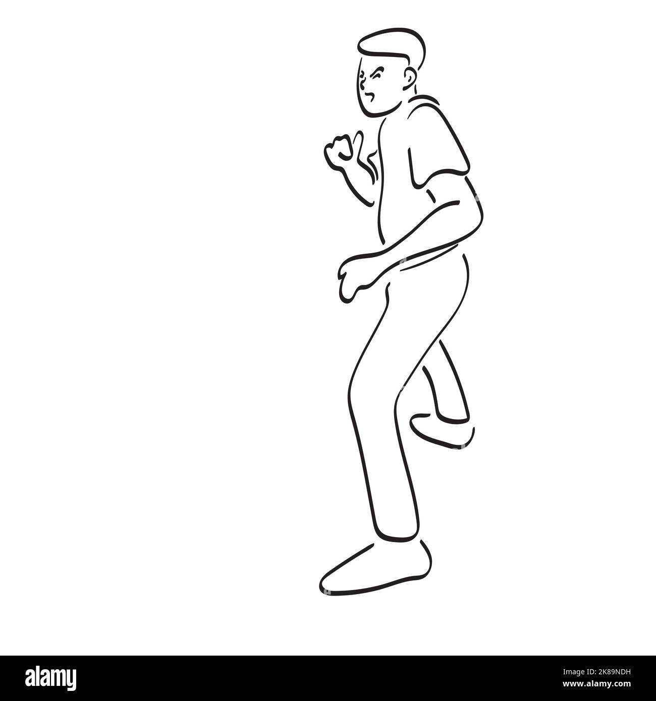 line art man with kung fu posting illustration vector hand drawn ...