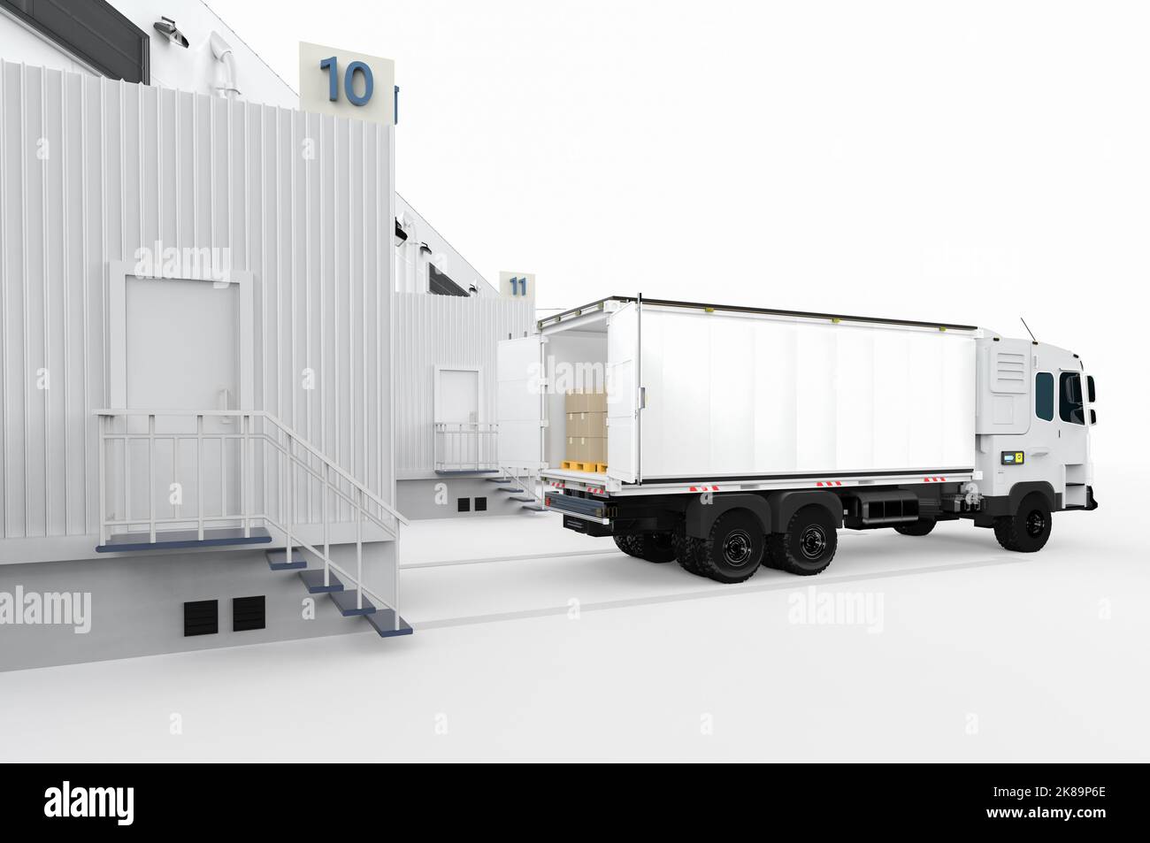 3d rendering logistic trailer truck or lorry fully loading cardboard ...
