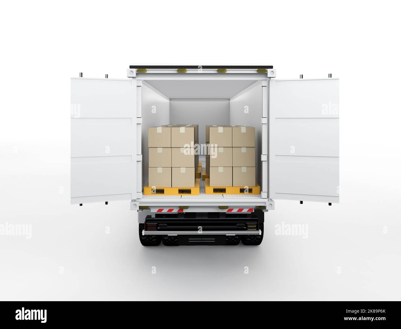 3d rendering logistic trailer truck or lorry fully loading cardboard ...