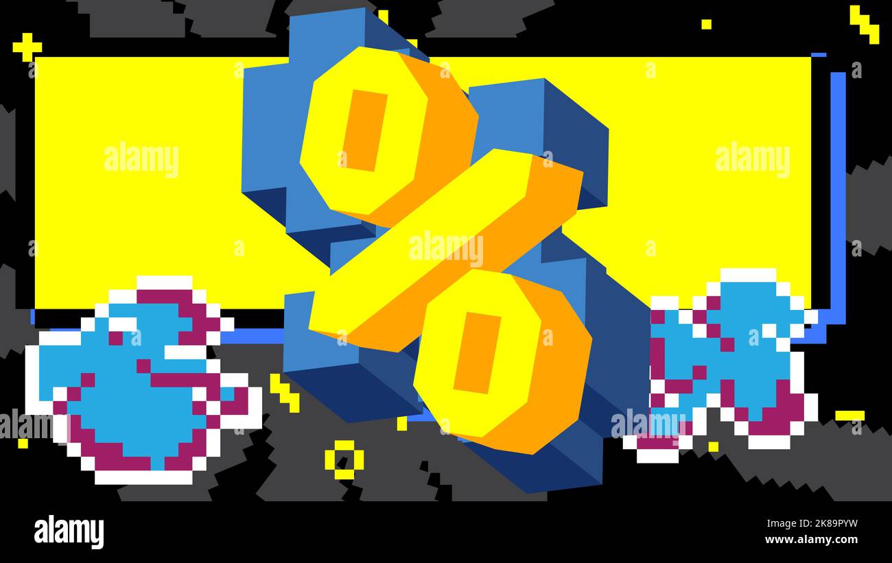 Percentage Sign. Pixelated word with geometric graphic background ...
