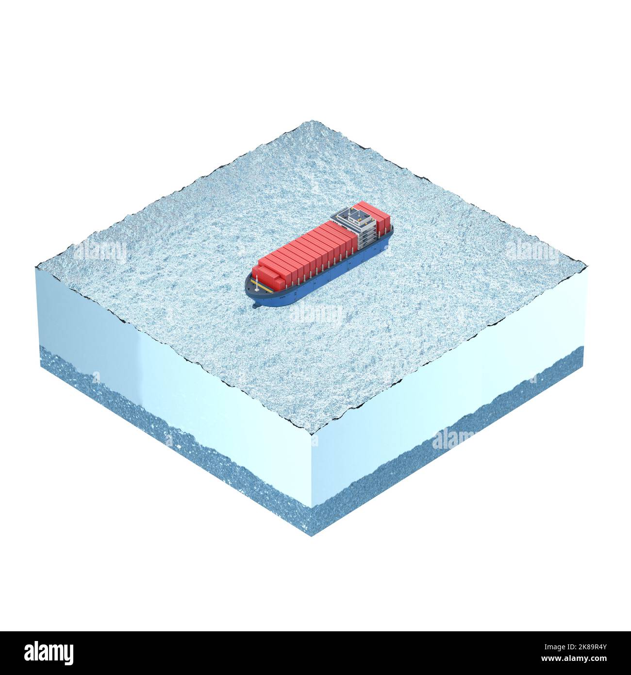 3d rendering cargo ship or vessel with containers in ocean model Stock ...