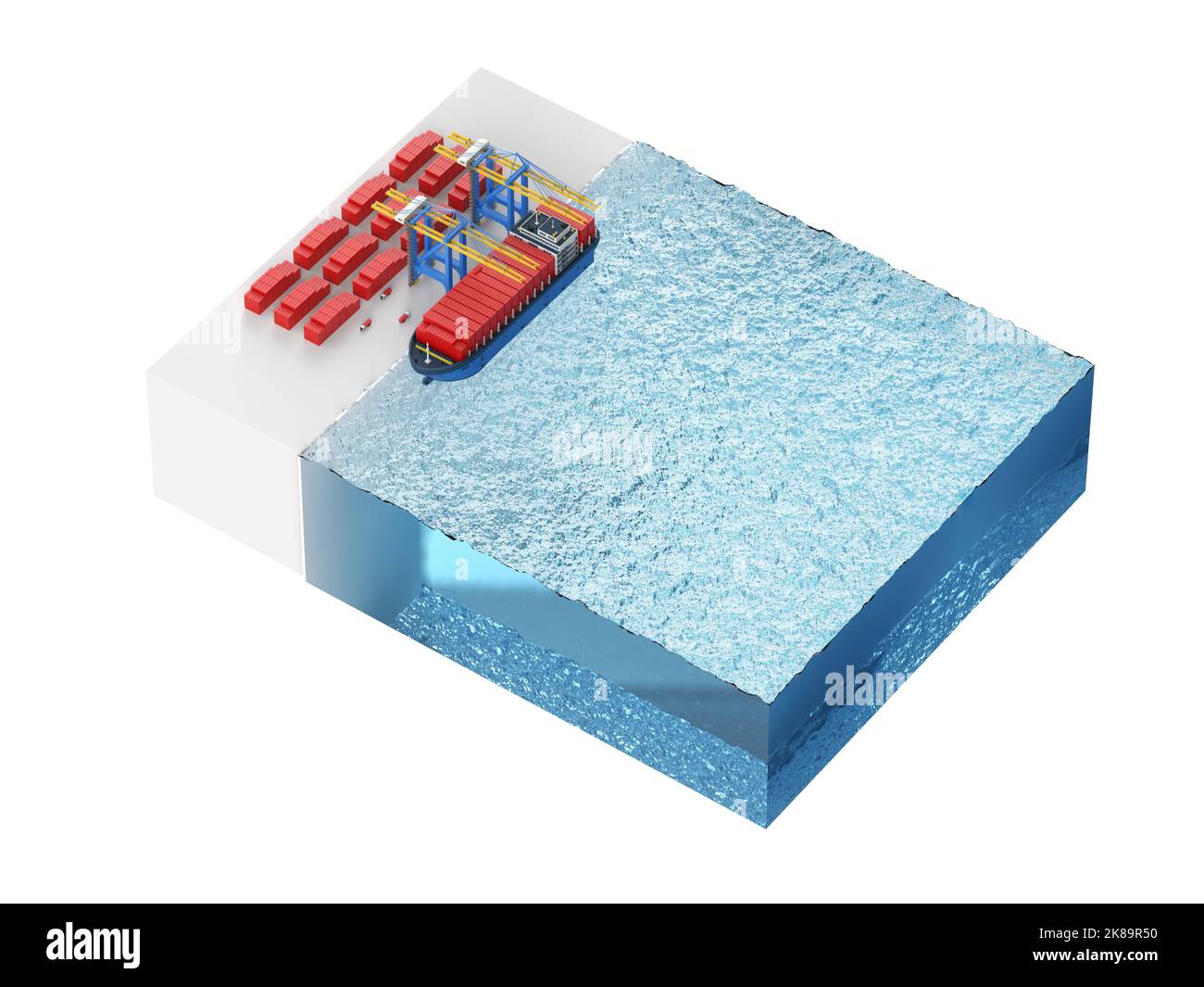 3d rendering cargo ship or vessel with containers in ocean model Stock ...
