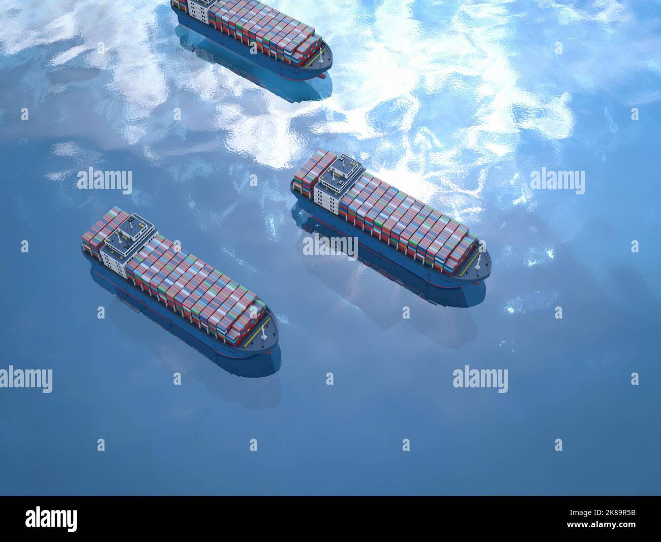 3d rendering cargo ships or vessels with containers in ocean Stock ...