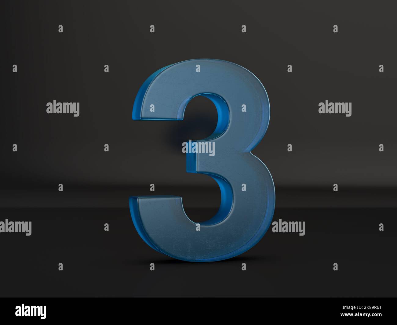 Glass number Three on a black background. 3d illustration Stock Photo ...
