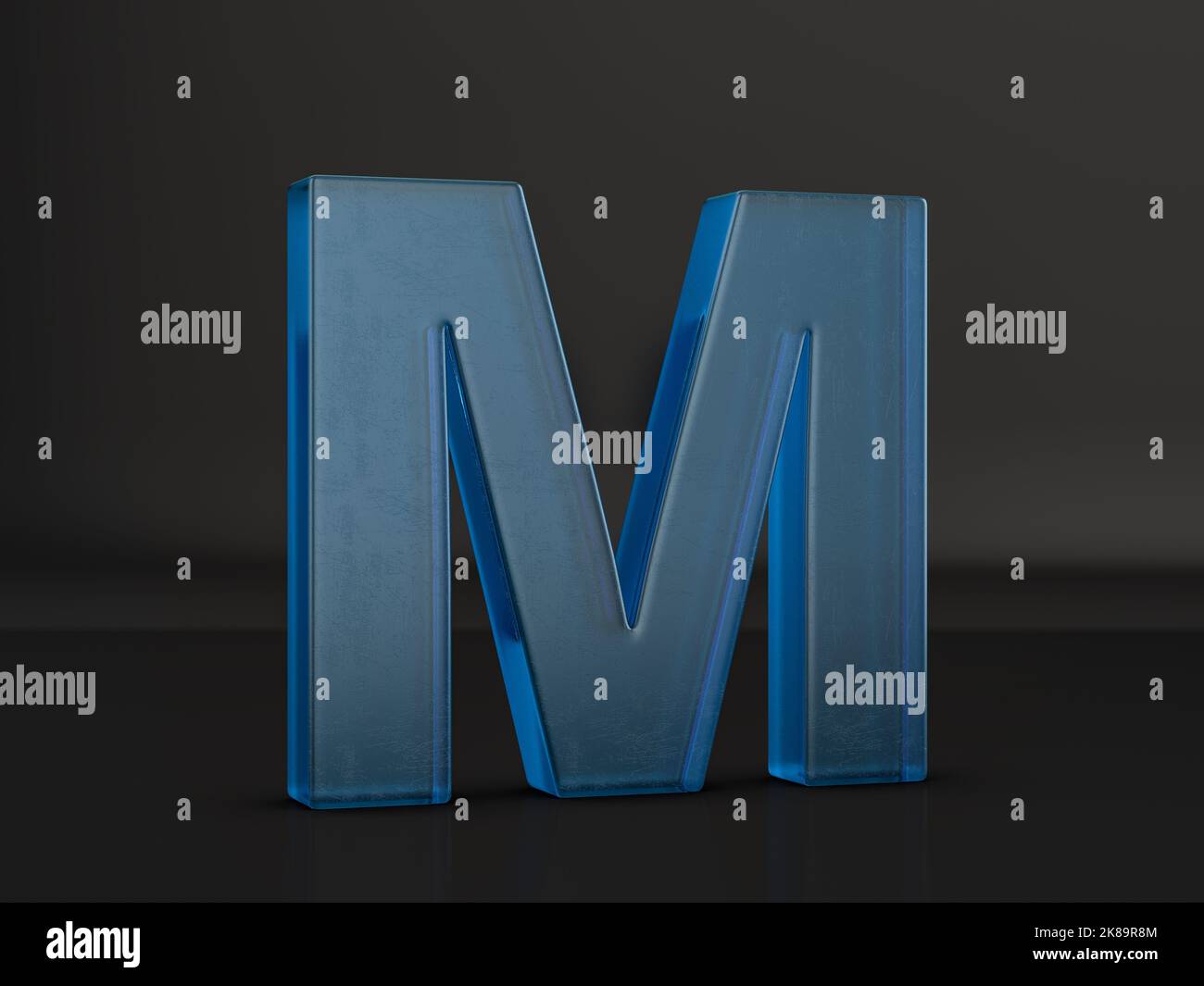Glass letter M on a black background. 3d illustration Stock Photo - Alamy