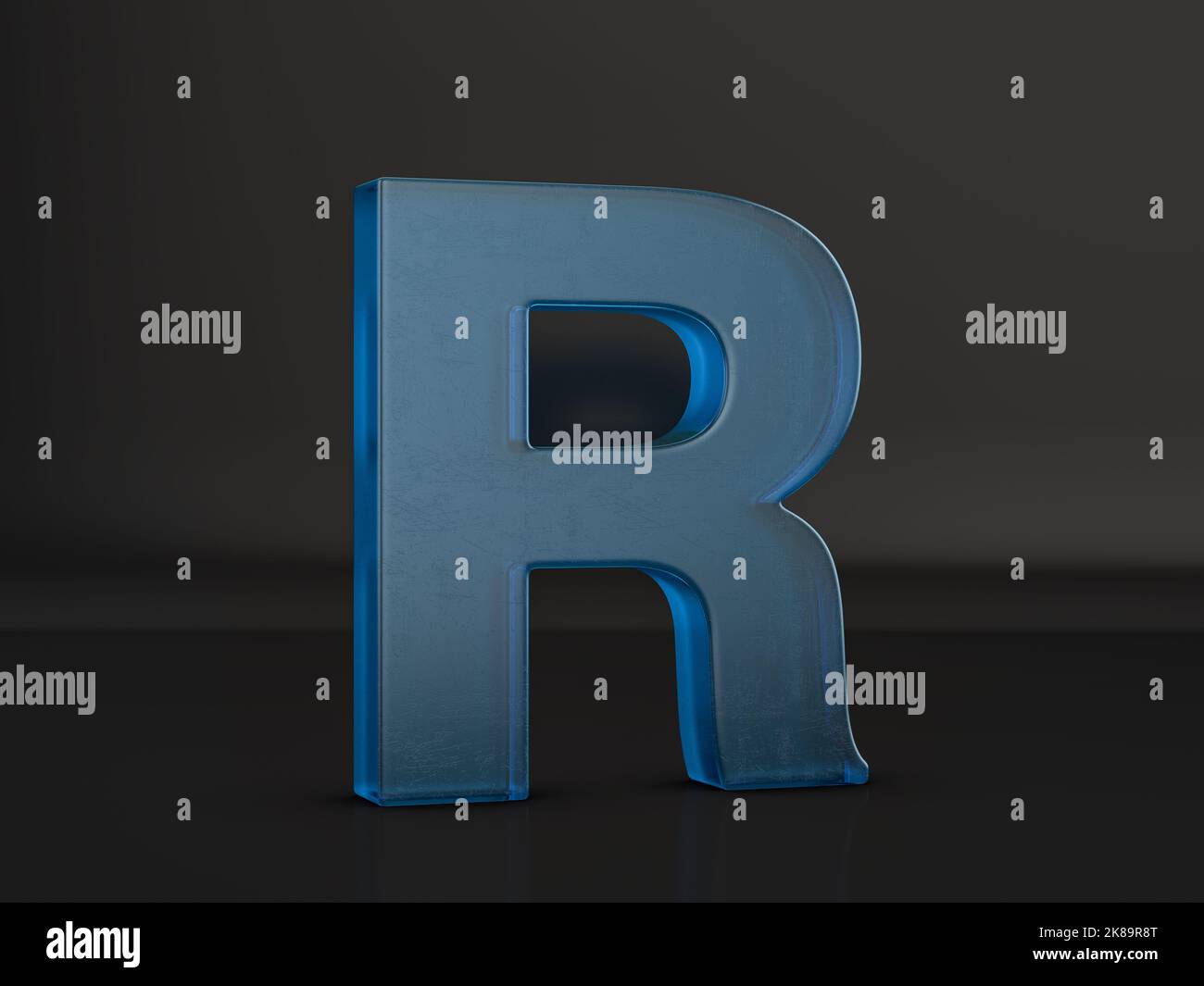 Glass letter R on a black background. 3d illustration Stock Photo - Alamy
