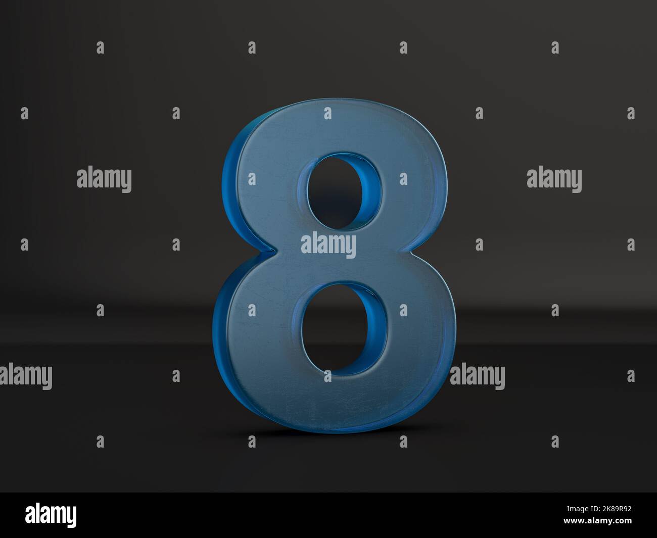 Glass number Eight on a black background. 3d illustration Stock Photo ...