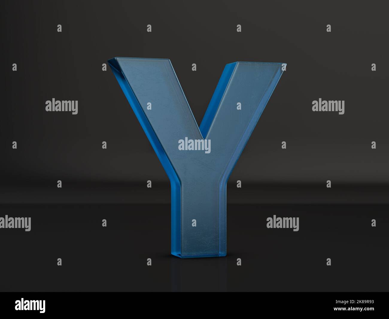 Glass letter Y on a black background. 3d illustration Stock Photo - Alamy