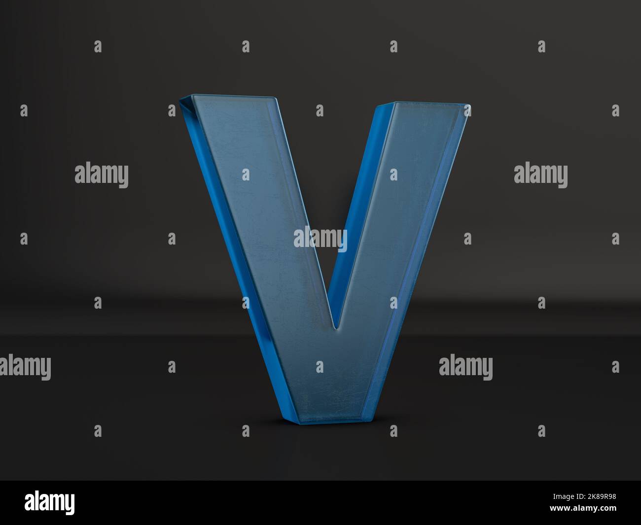 Glass letter V on a black background. 3d illustration Stock Photo - Alamy