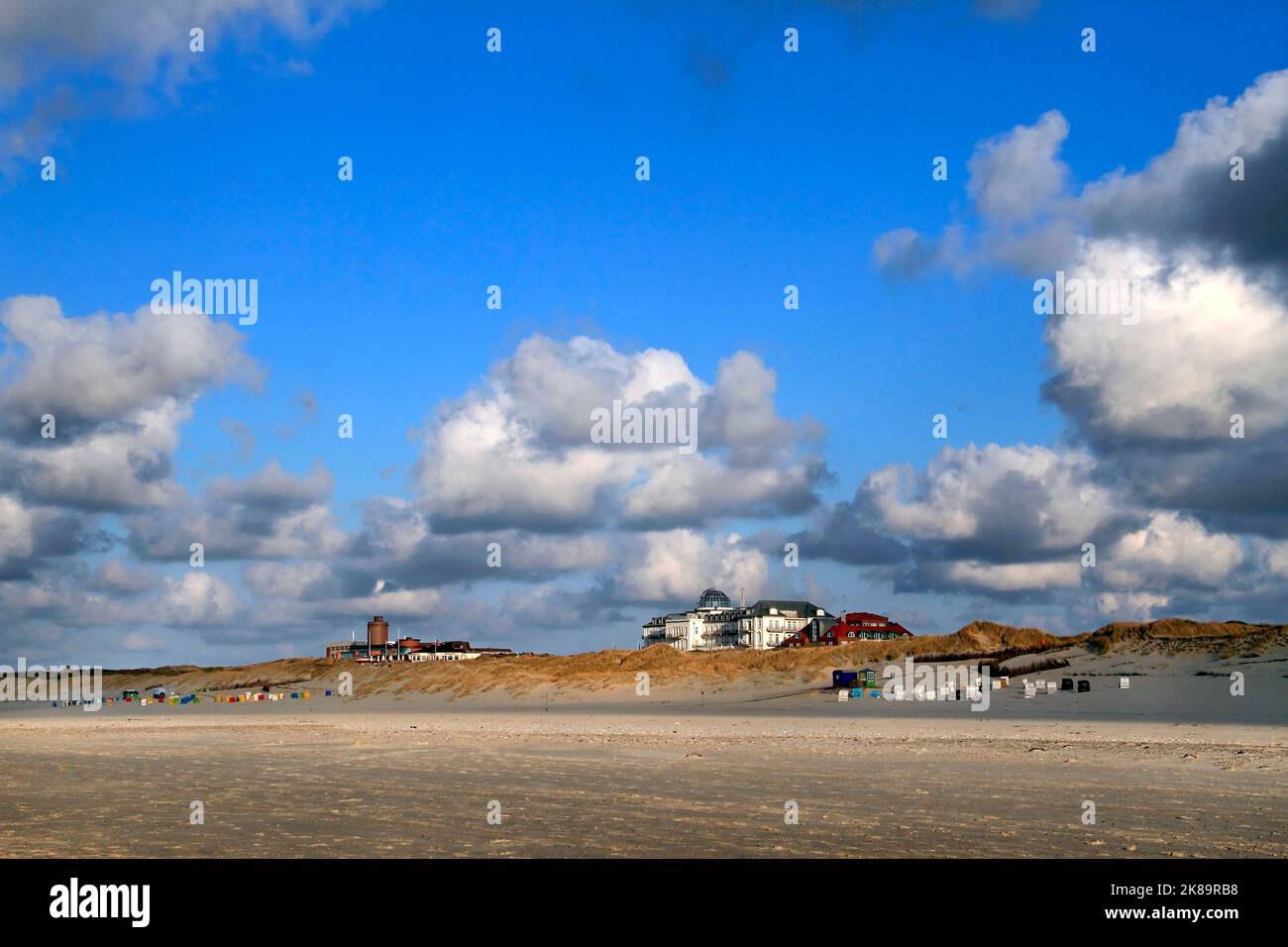 Beach and Kurhotel, Island of Juist, Germany Stock Photo - Alamy