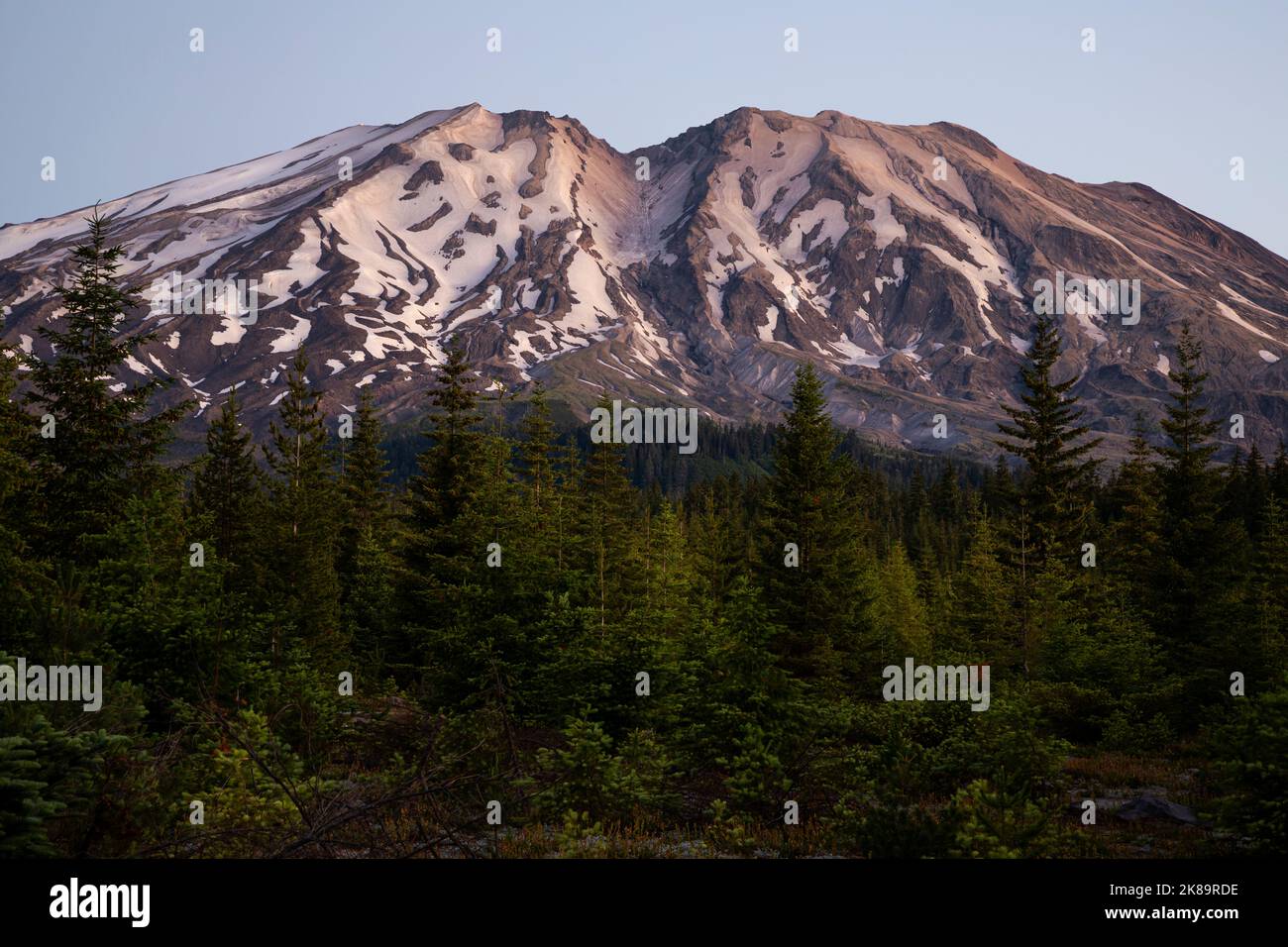WA22506-00...WASHINGTON - Dawn light on Mount St. Helens from the Lahar ...