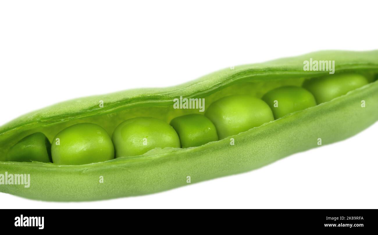 Fresh green peas close up isolated on white background Stock Photo - Alamy