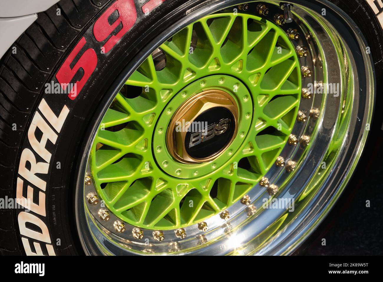 colorful wheel for a competition car Stock Photo - Alamy