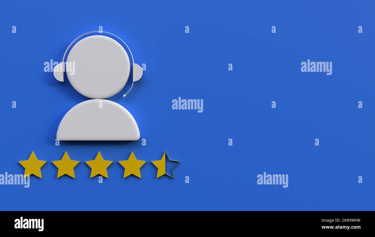 3d customer support isolated background, customer rating and feedback ...