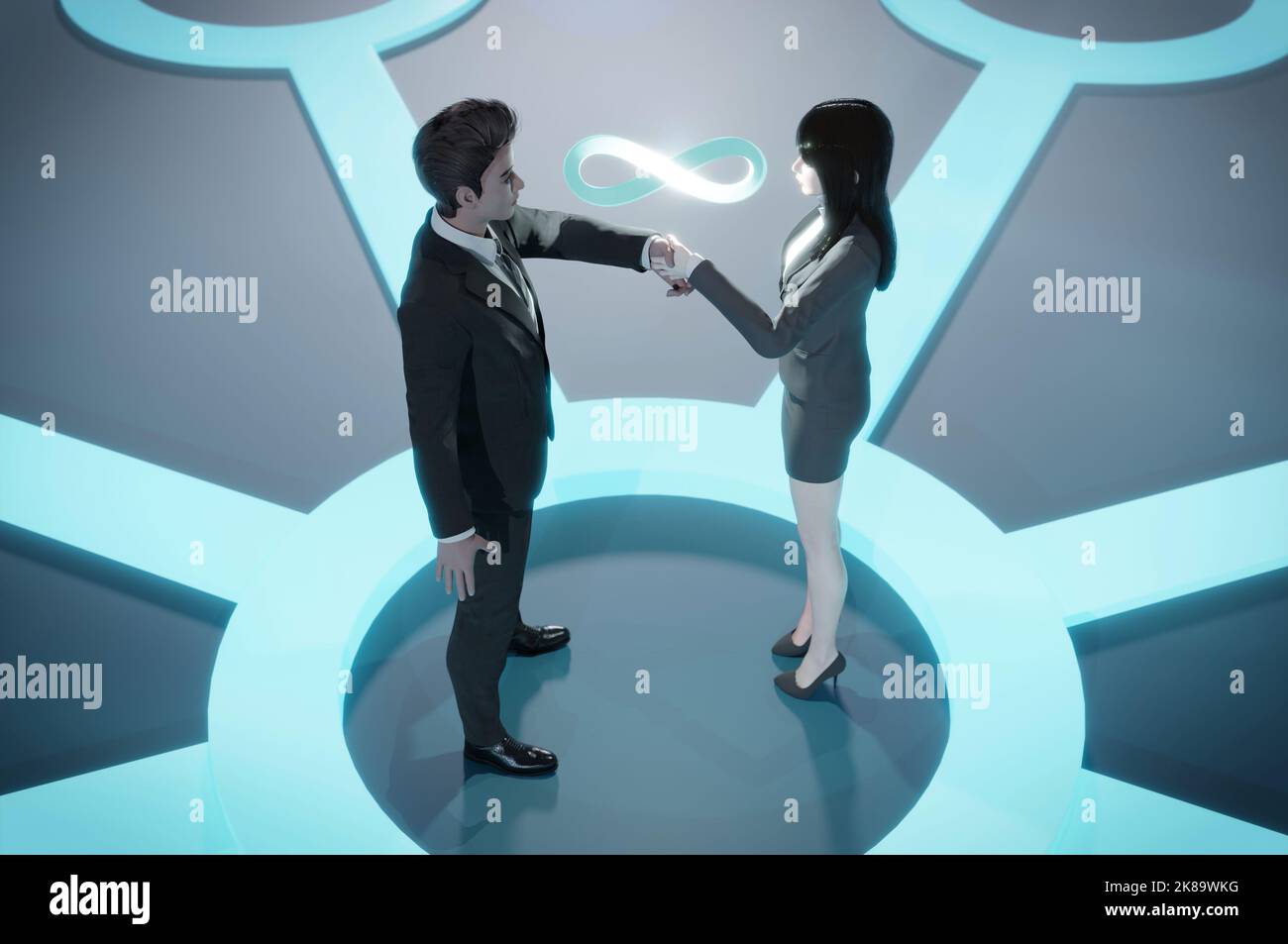 3D Illustration , 3d rendering . Deal. close up hand of business man ...