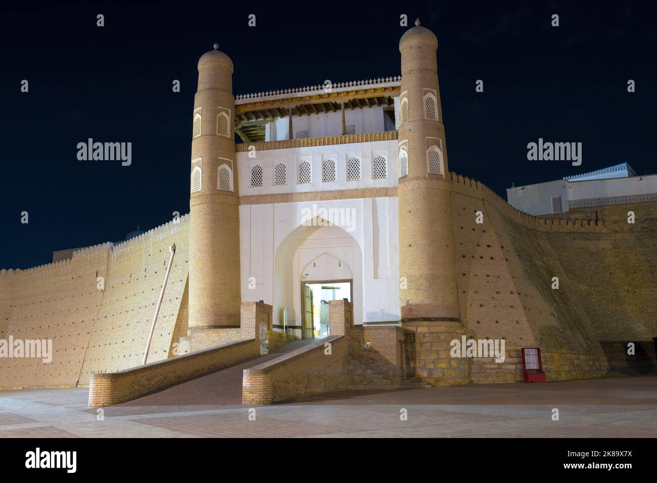 Gate of the ancient Ark fortress in the historical center of Bukhara ...