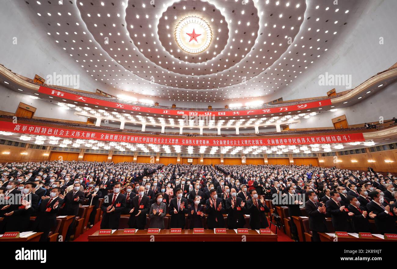 Beijing, China. 22nd Oct, 2022. Delegates attend the closing session of ...