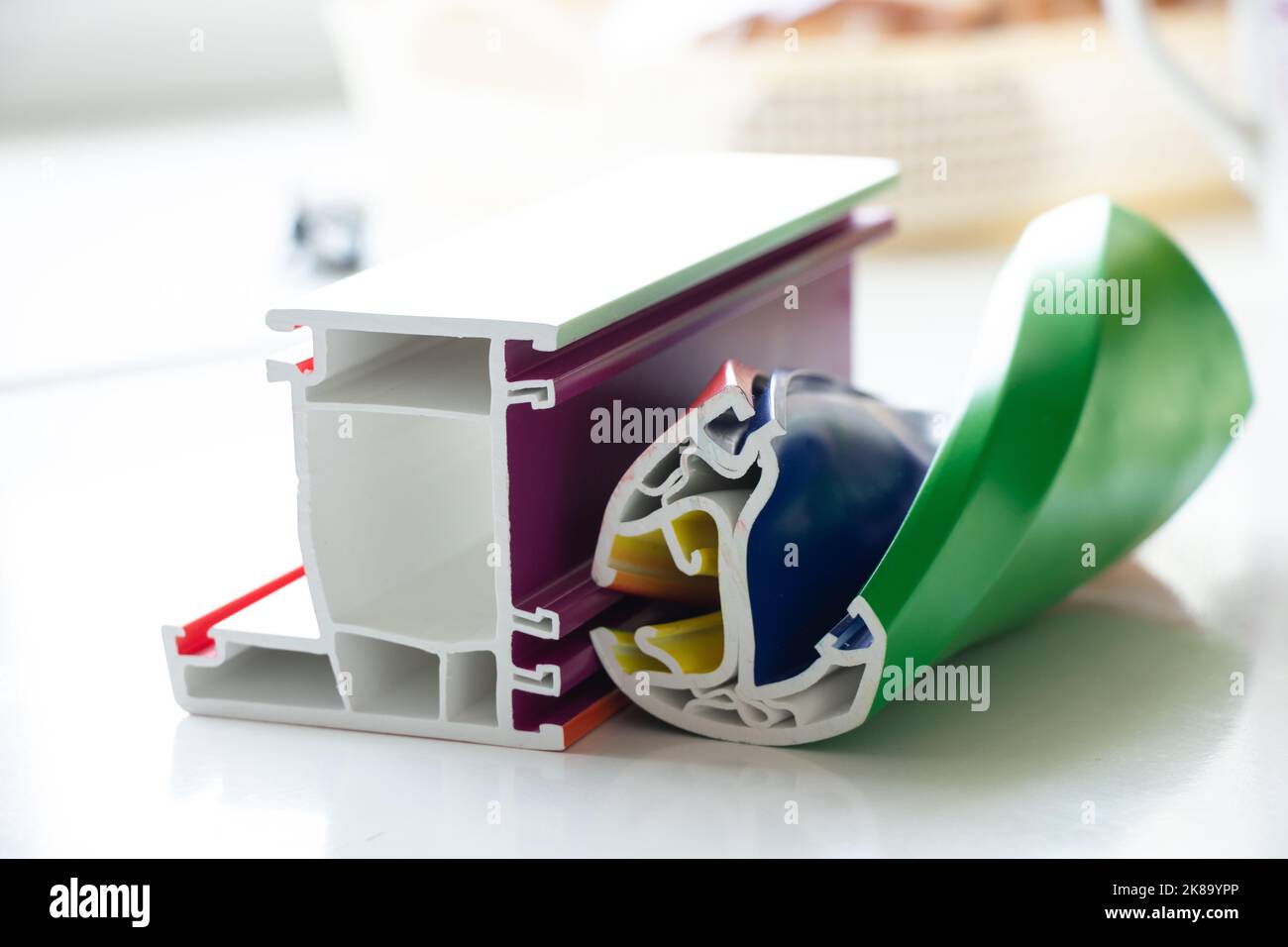 aluminum window frame as a sample, sectional window, painted window ...