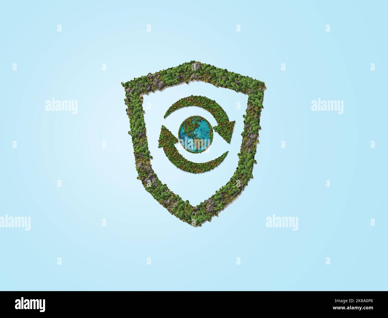 3D green safety symbol. Save Earth concept. World Environment day or ...