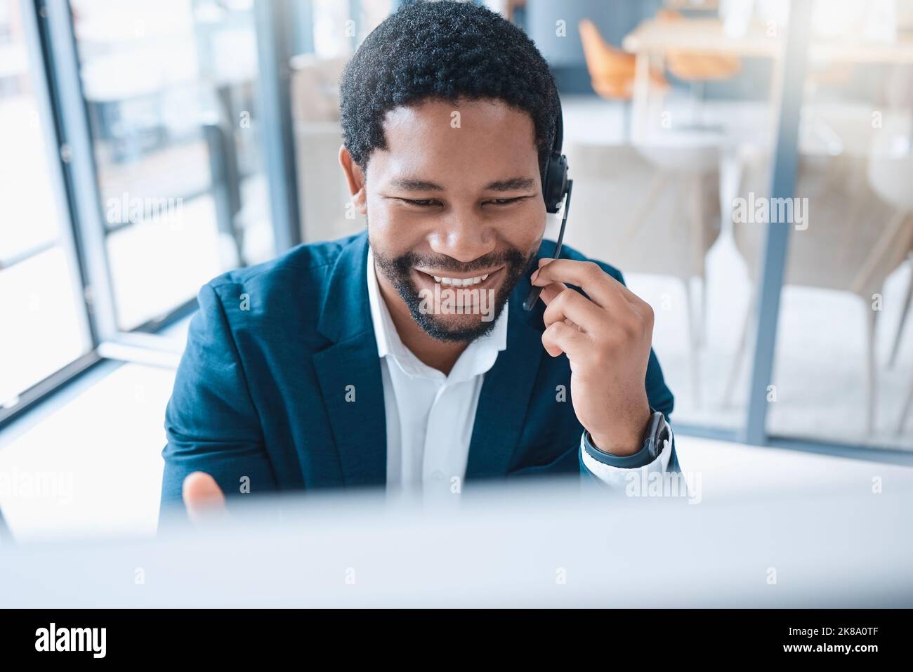 African american businessman talking headset hi-res stock photography ...