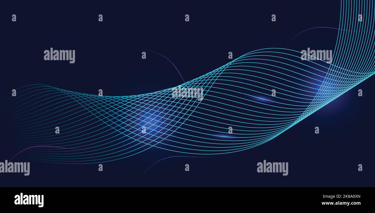 Blue abstract background with flowing particles. dark blue Digital ...