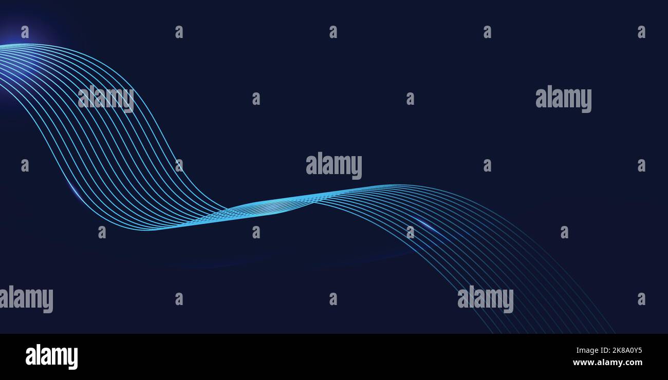 Blue abstract background with flowing particles. dark blue Digital ...