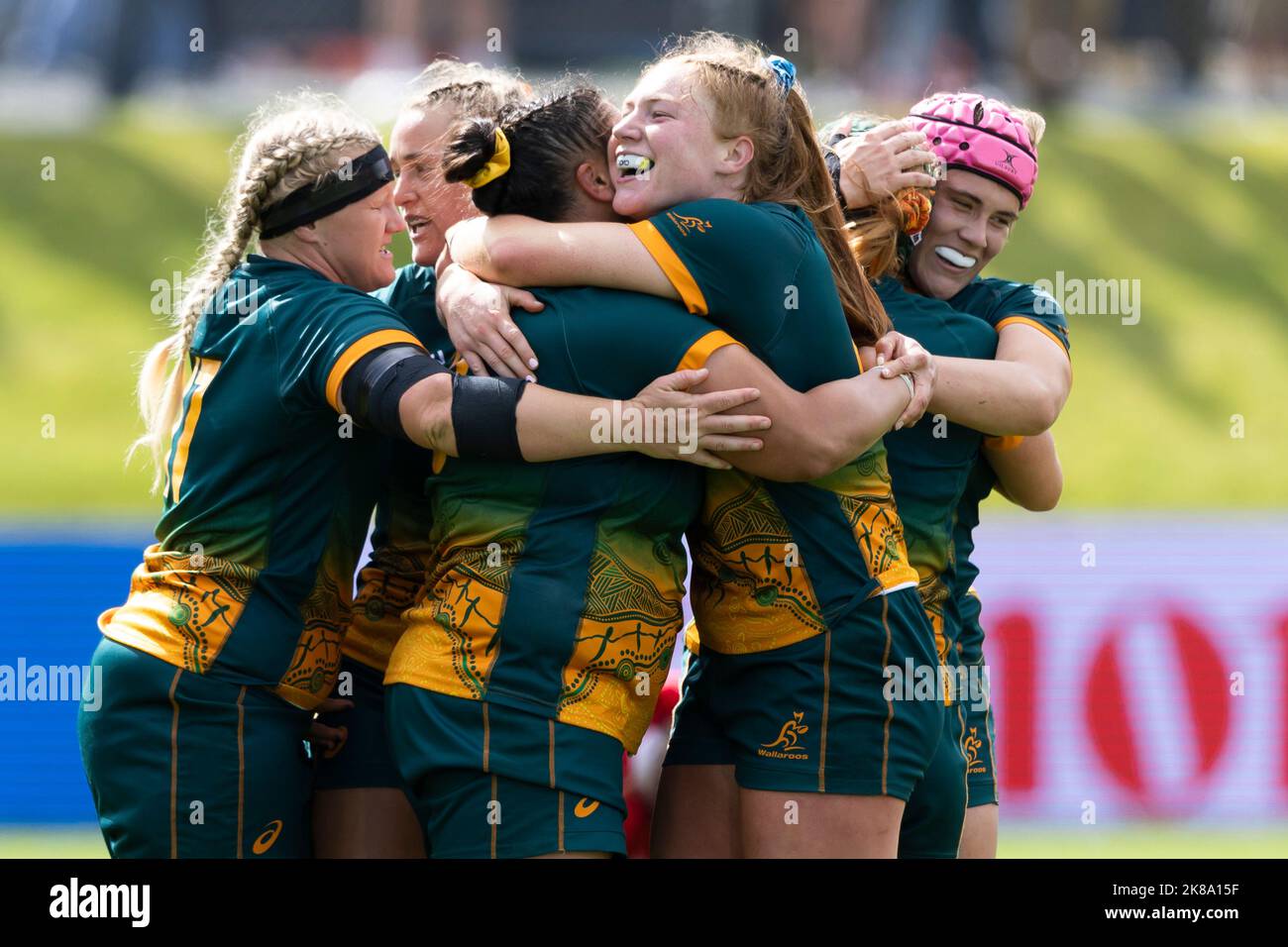 Australian players celebrate winning, at the final whistle during the ...